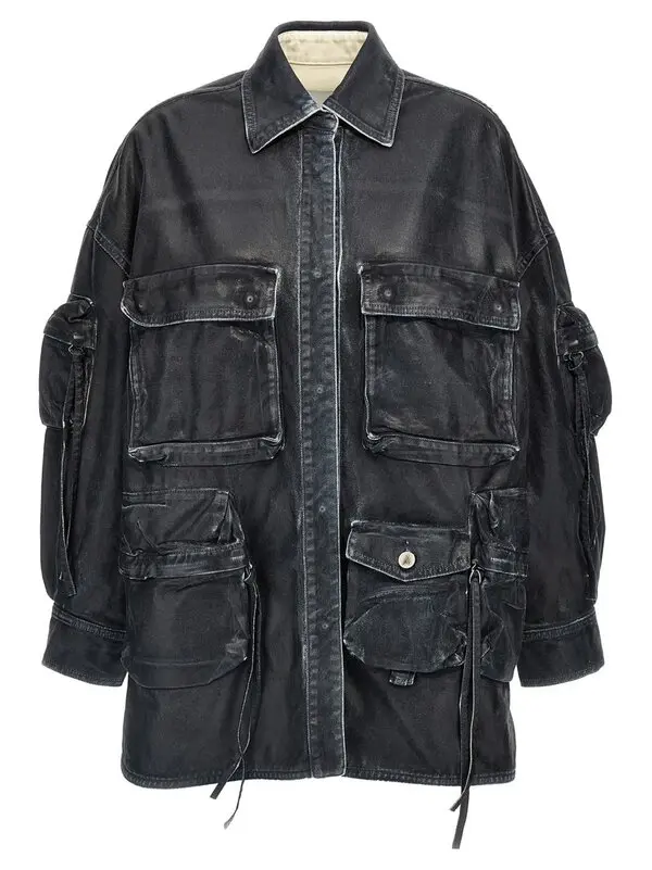 Attico Denim 'fern' Coat - Blue