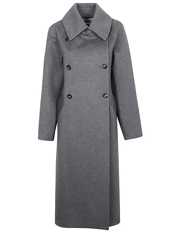 Loewe Long Wool And Cashmere-blend Coat - Grey