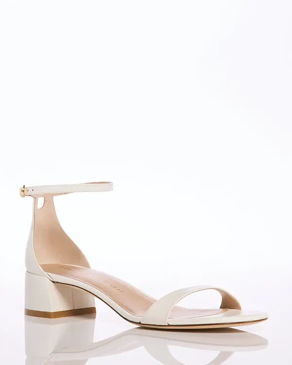 STUART WEITZMAN Nudist 35 Block Heel Sandals - Cream