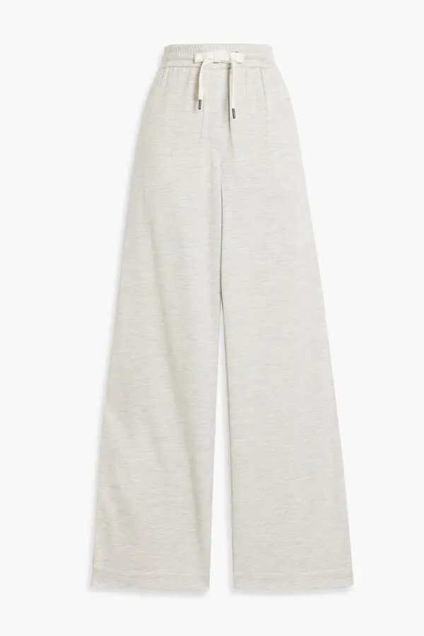 Brunello Cucinelli Bead-embellished Cotton-blend Jersey Track Pants - Light Gray