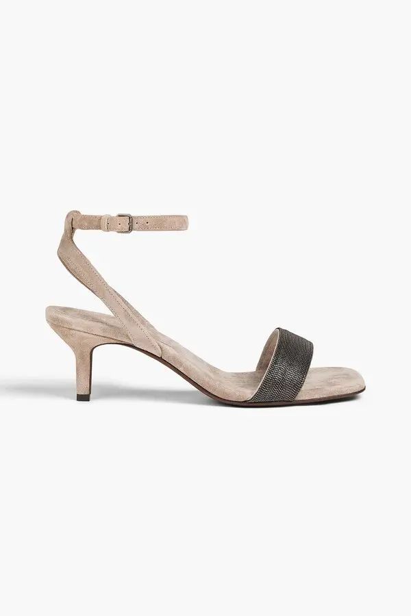 Brunello Cucinelli Bead-embellished Suede Sandals