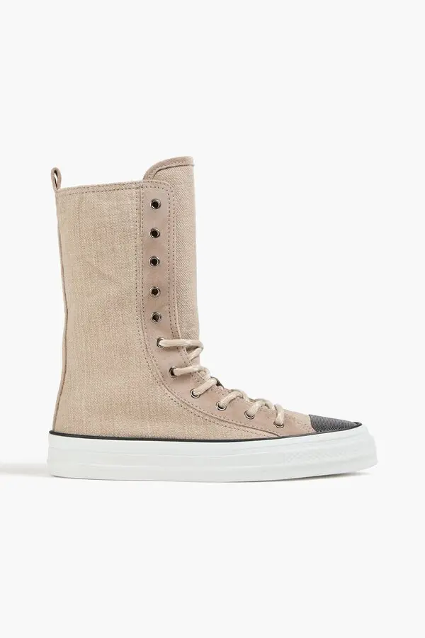 Brunello Cucinelli Bead-embellished High-top Sneakers