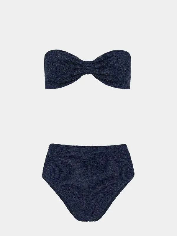 Hunza G Ruby Lurex Bikini - Navy/silver