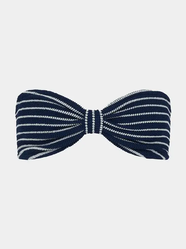 Hunza G Jean Bikini Top - Navy/white Stripe