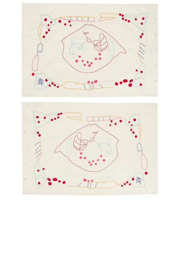 BODE Garden Party Pillowcases In Cream