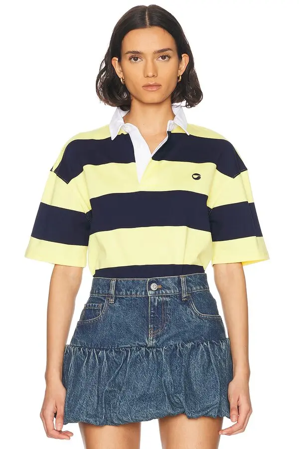 Coperni Striped Polo Top - Yellow & Blue