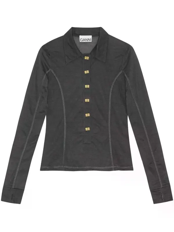 GANNI Semi-sheer Long Sleeve Top