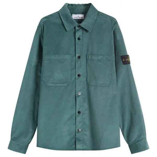 Stone Island Cotton Micro-corduroy Overshirt - Bottle Green