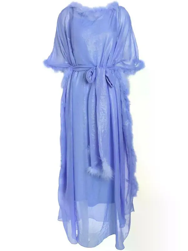 BARUNI Feather-trim Maxi Dress - Blue