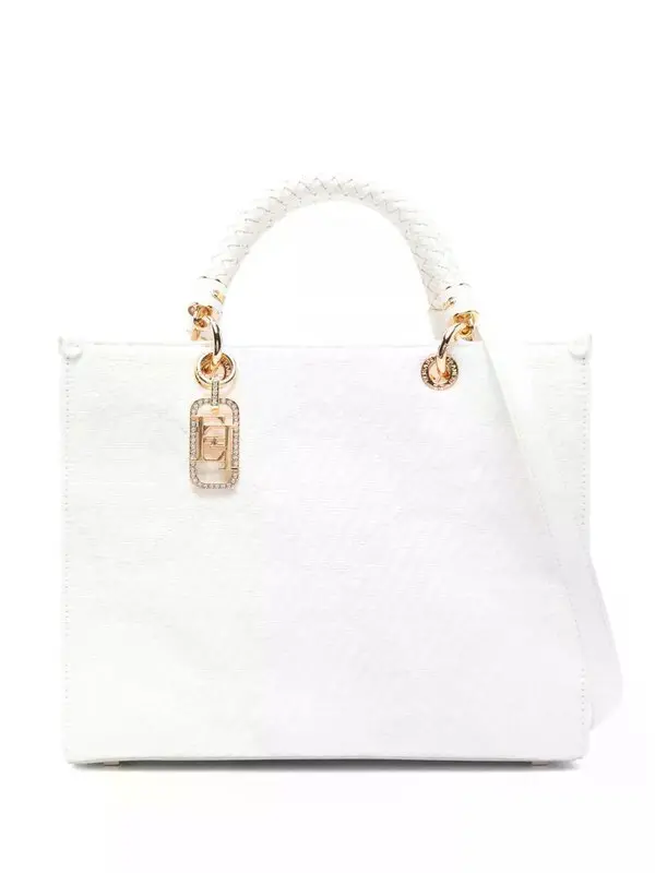 Elisabetta Franchi Patterned Jacquard Tote Bag - White