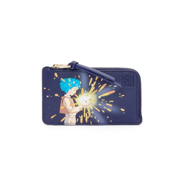 Loewe X Howls Magical Sky Coin Cardholder In Classic Calfskin And Crystal - Marine
