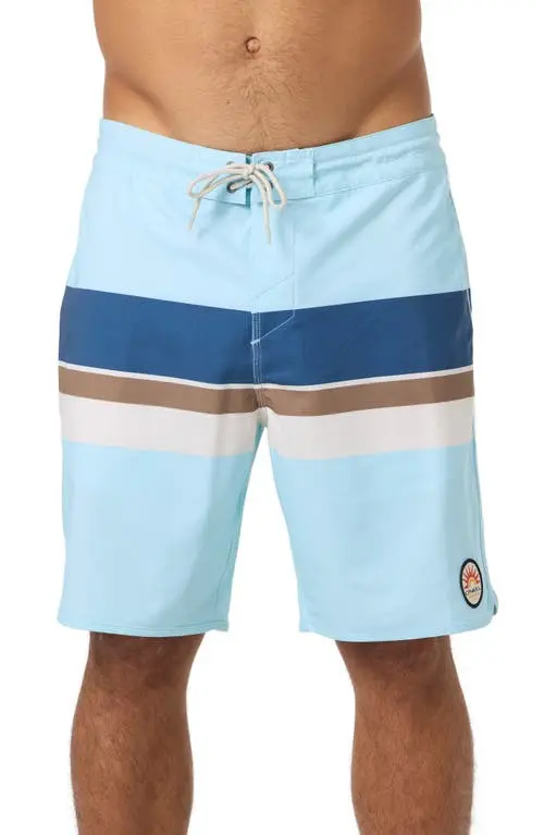 O'Neill Cruzer Stripe Scallop Swim Trunks - Sky Blue