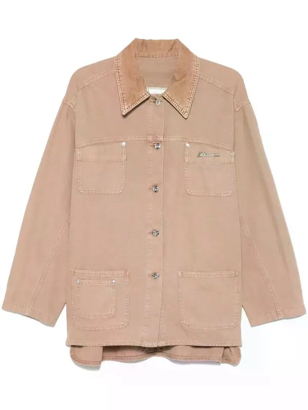 Blumarine Logo-brooch Jacket - Brown