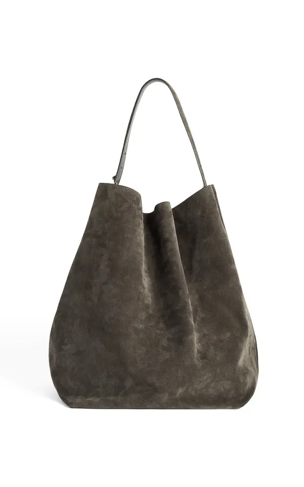 TOTÊME Belted Suede Tote Bag - Grey