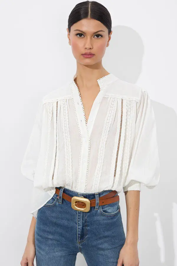 Alice + Olivia Cora Embroidered Blouse