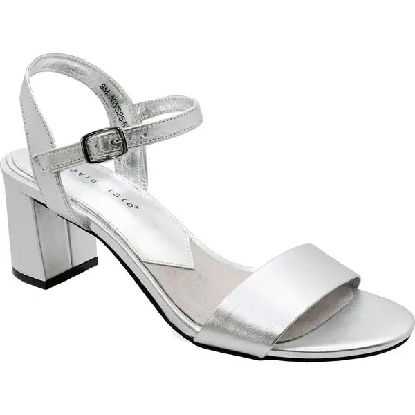 DAVID TATE Ageless Ankle Strap Sandal - Silver Matte