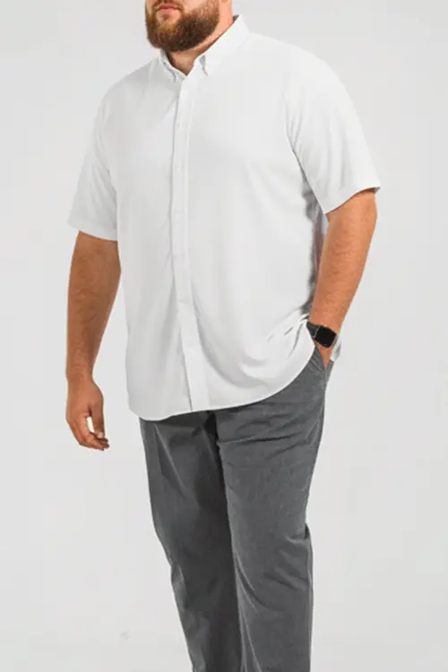 REGENT ROW Men’s Big And Tall Commuter Shirt, Short Sleeve Button Down, Tailored Fit, Spread Collar, Performance Fabric - White