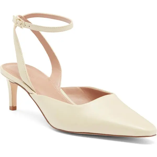 Nordstrom Greenwich Ankle Strap Pointed Toe Slingback Pump - Beige Wood Ash