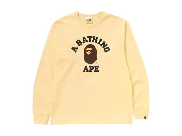BAPE College Long Sleeve Tee Shirt - Yellow