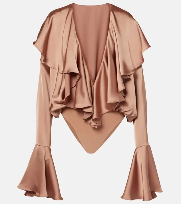 Norma Kamali Ruffled Bodysuit - Brown