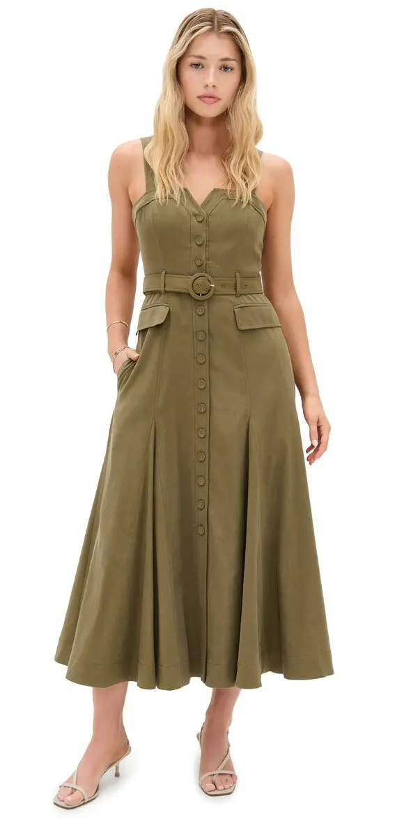 LA LIGNE Button-down Belted Midi Dress