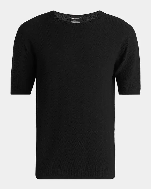 Giorgio Armani Chevron Short-sleeve Sweater - Black