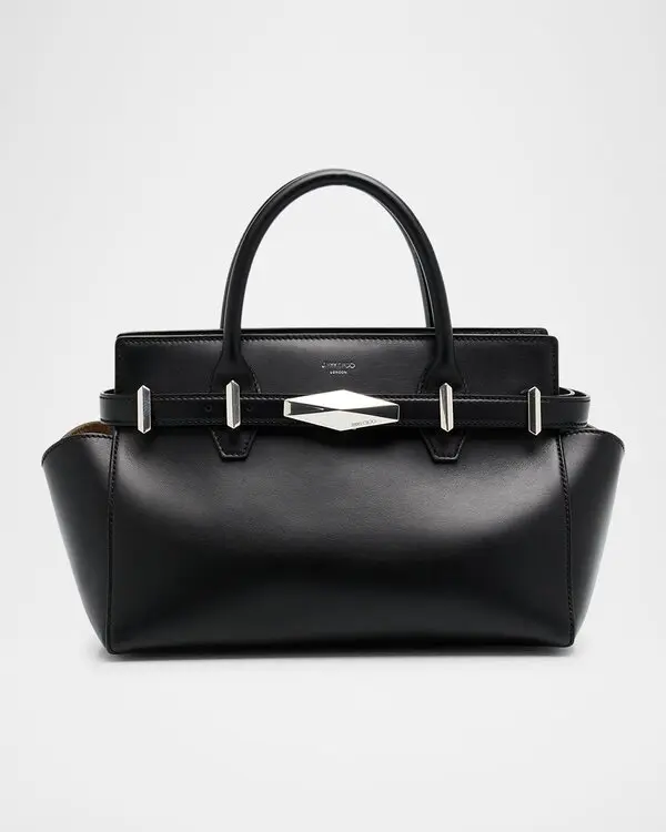 JIMMY CHOO Small Leather Top Handle Bag - Blackant Silv