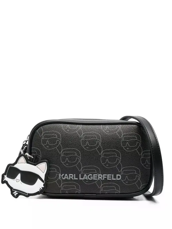 Karl Lagerfeld Ikon Monogram Crossbody Bag - Black