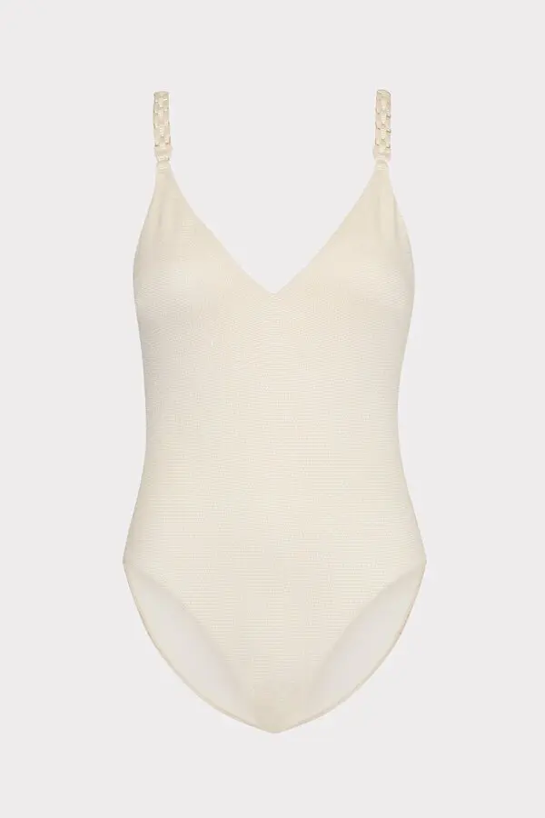 MILLY CABANA Shimmer Texture Braided One Piece - Tan