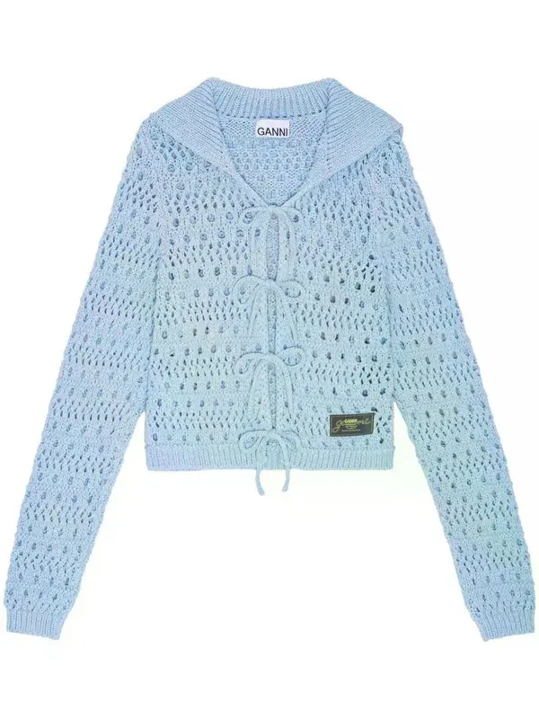 GANNI Open-knit Cardigan - Blue