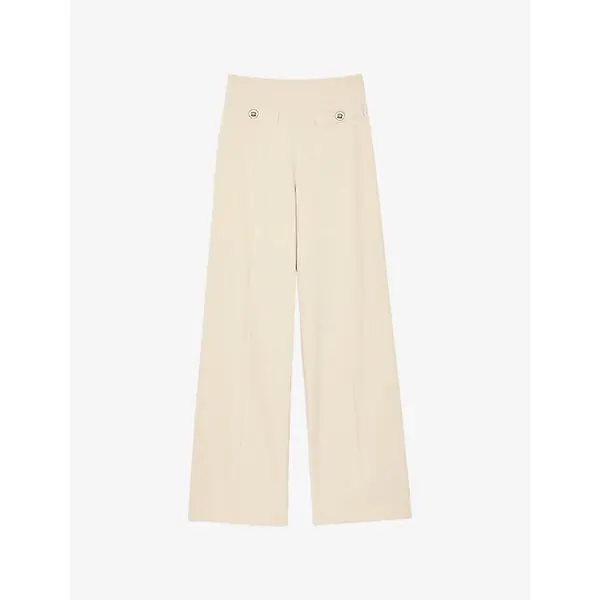 Sandro Button-embellished Wide-leg High-rise Trousers