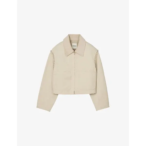 Sandro Beaded-armhole Cotton Gabardine Jacket