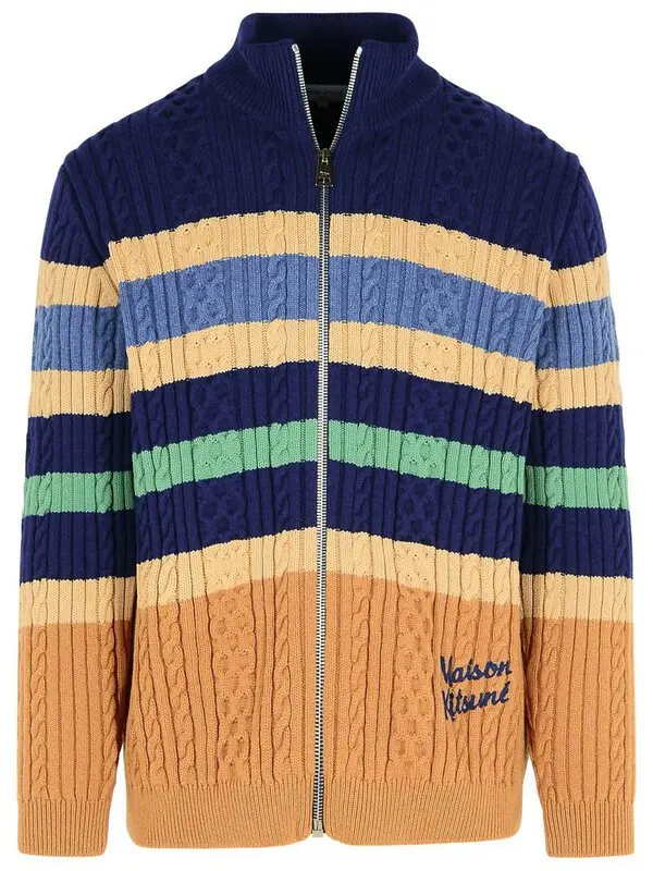 Maison Kitsuné Multi Wool Blend Zip Sweater
