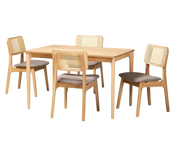 BAXTON STUDIO Dannon Fabric And Wood 5-piece Di Ning Set