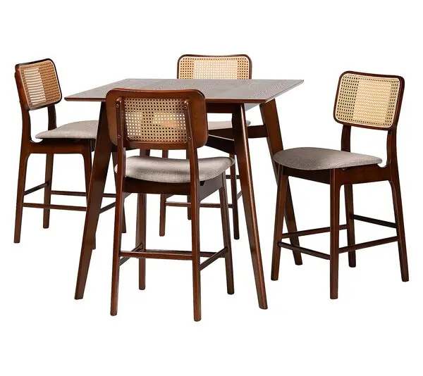 BAXTON STUDIO Dannon Fabric And Wood 5-piece Pu B Set