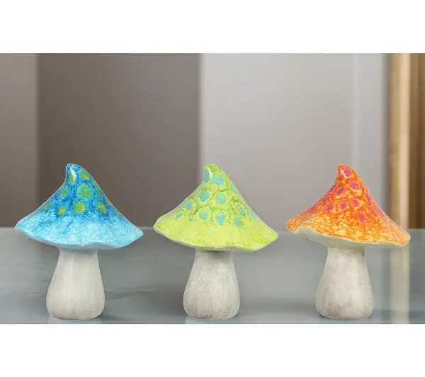 YOUNG'S INC. Young's Ceramic Mushrooms For Tabletop, Set Of 3