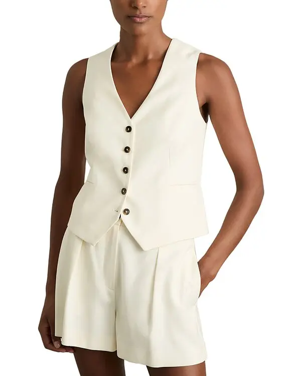 REISS Tailored Waistcoat - Cream