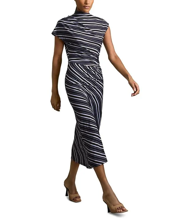 REISS Striped Print Midi Dress