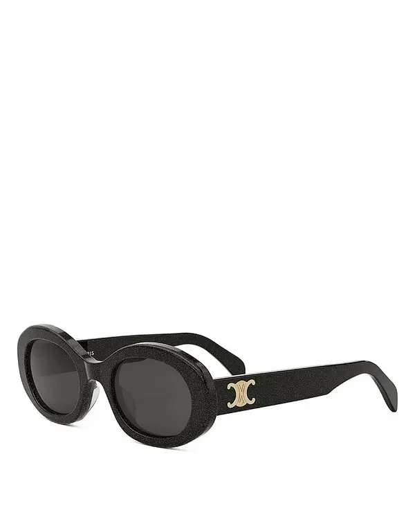 Celine Glitter Triomphe Oval Sunglasses, 52mm - Black