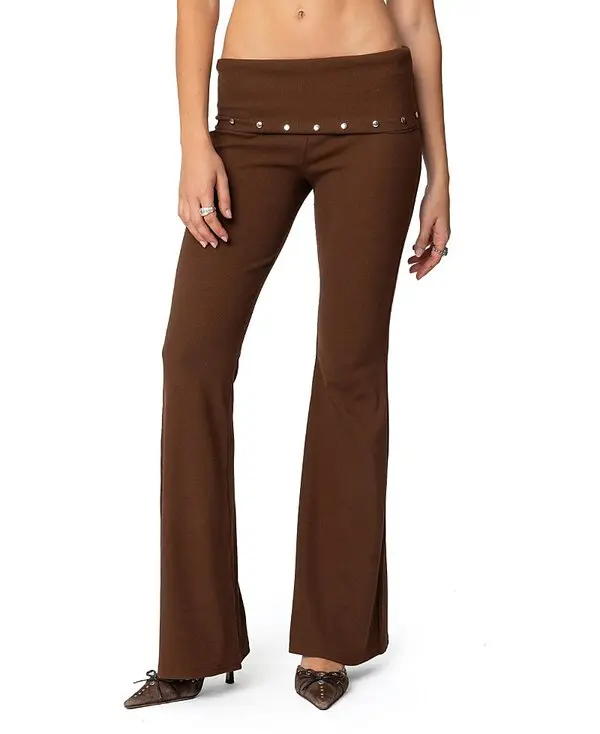 EDIKTED Aries Studded Fold Over Leggings