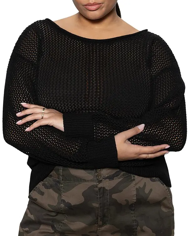Sanctuary Open Knit Sweater - Black
