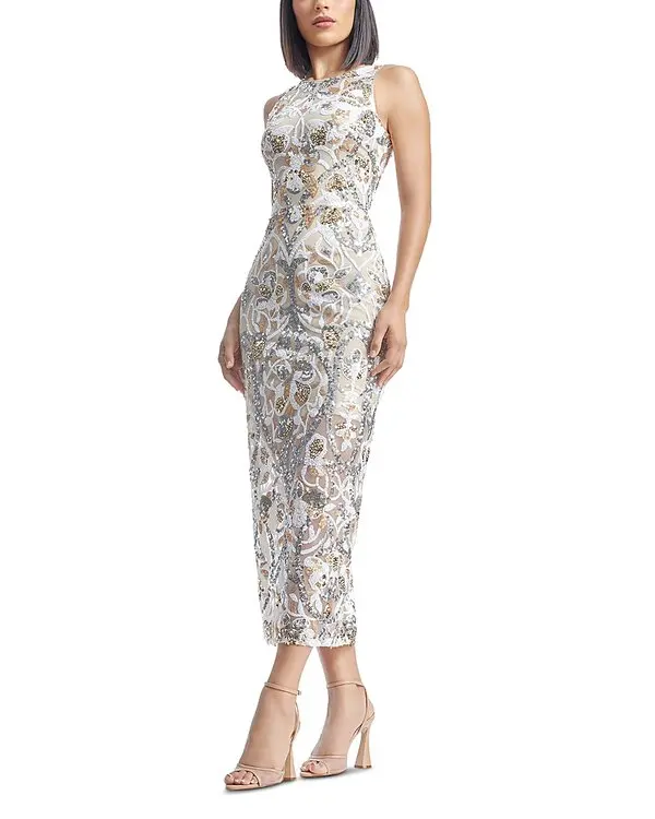 Dress The Population Helena Sequined Dress - Gold Multi