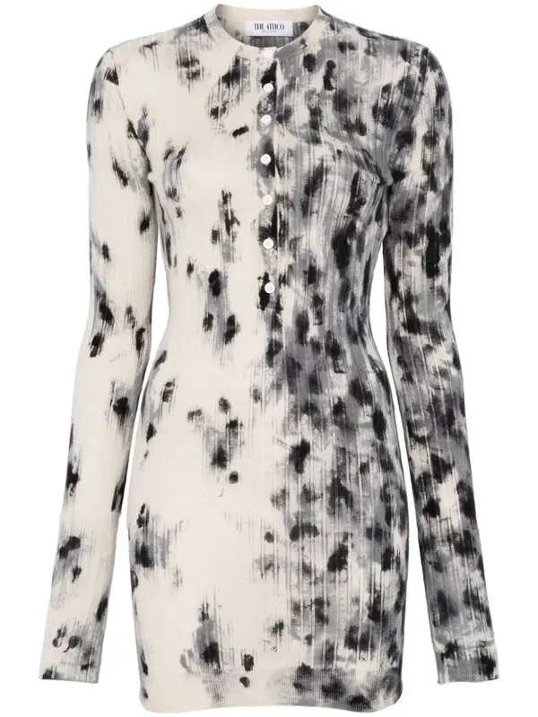 Attico Abstract-print Mini Dress - White
