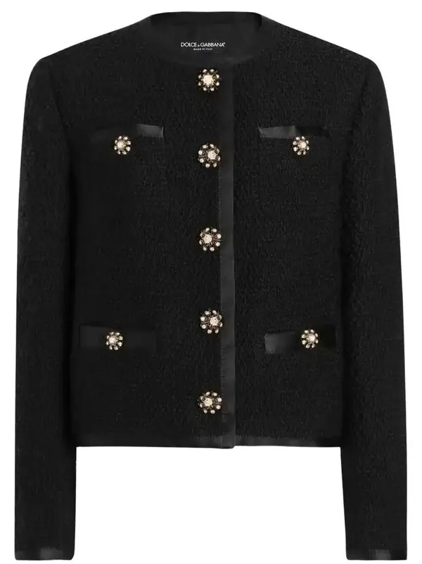Dolce & Gabbana Cropped Tweed Jacket - Black