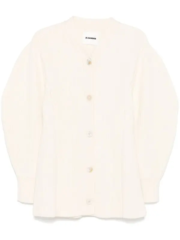 JIL SANDER Ribbed-knit Cardigan - White