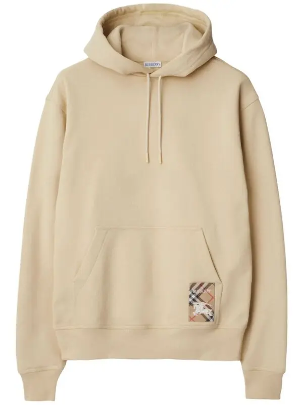 Burberry Check-pattern Patch Hoodie - Neutrals