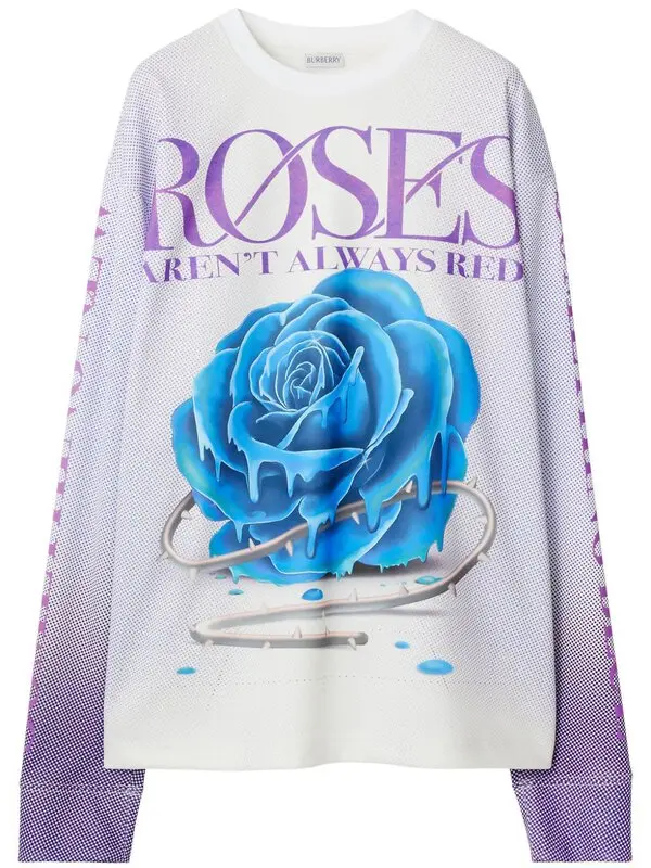 Burberry Rose-print Long-sleeve Top