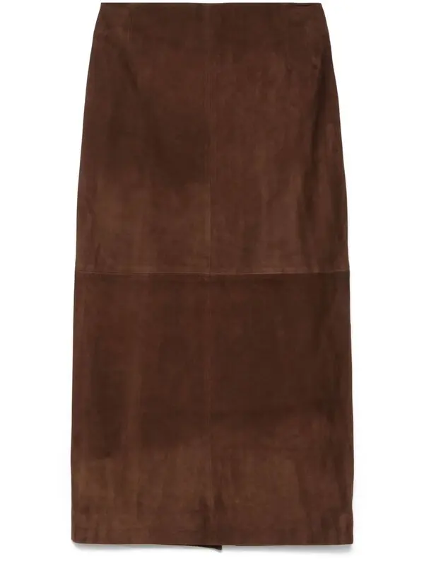 Nour Hammour Suede Skirt - Brown