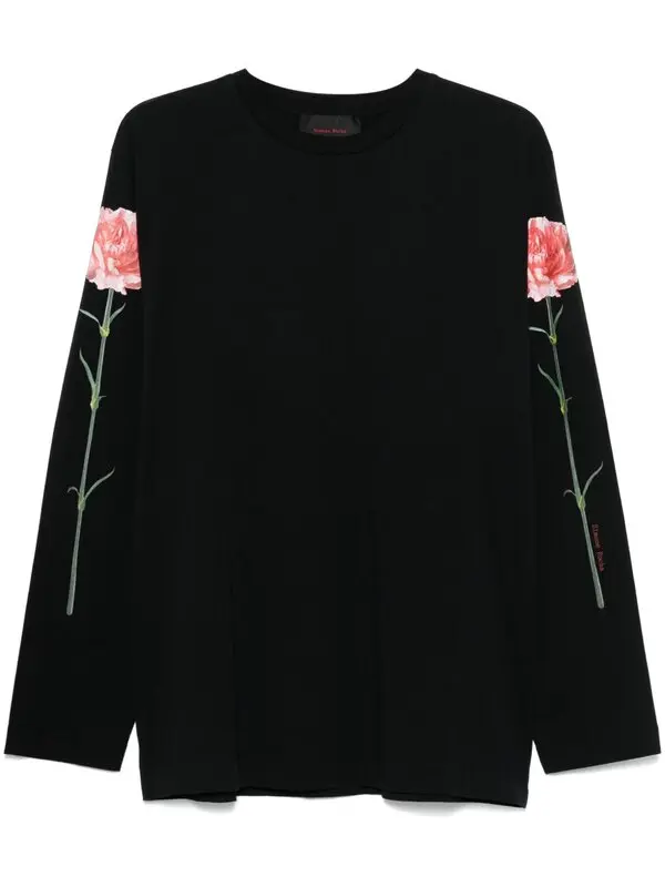 Simone Rocha Carnation-print T-shirt - Black