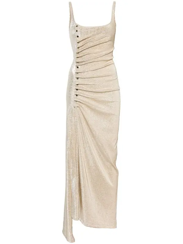 Rabanne Side-button Maxi Dress - Gold